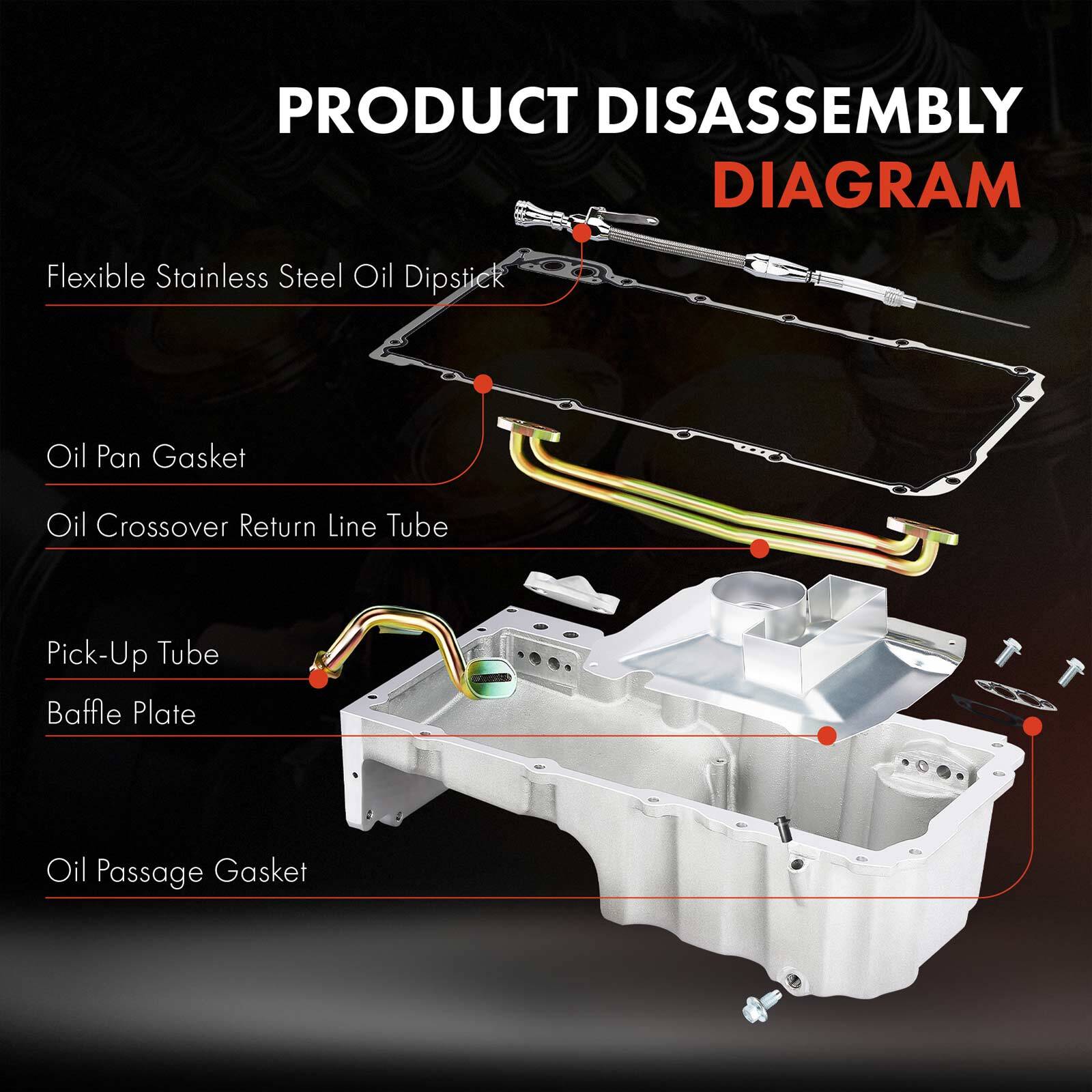 Front Wet Sump Retrofit Engine Oil Pan for Chevy LS LS1 LS2 LS3 LSX V8 ...