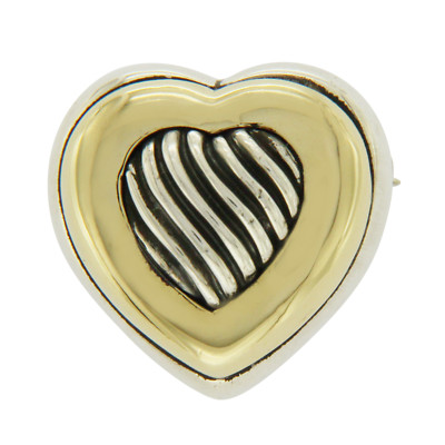 Auth David Yurman 18K Yellow Gold & Sterling Silver Heart Pin Brooch ...