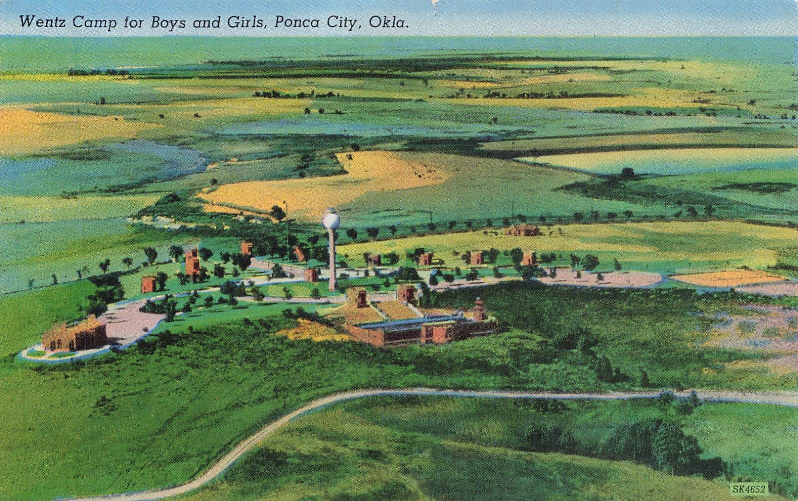 PONCA CITY OK~WENTZ CAMP AERIAL VIEW + CIVIC CENTER~LOT OF 2 POSTCARDS ...