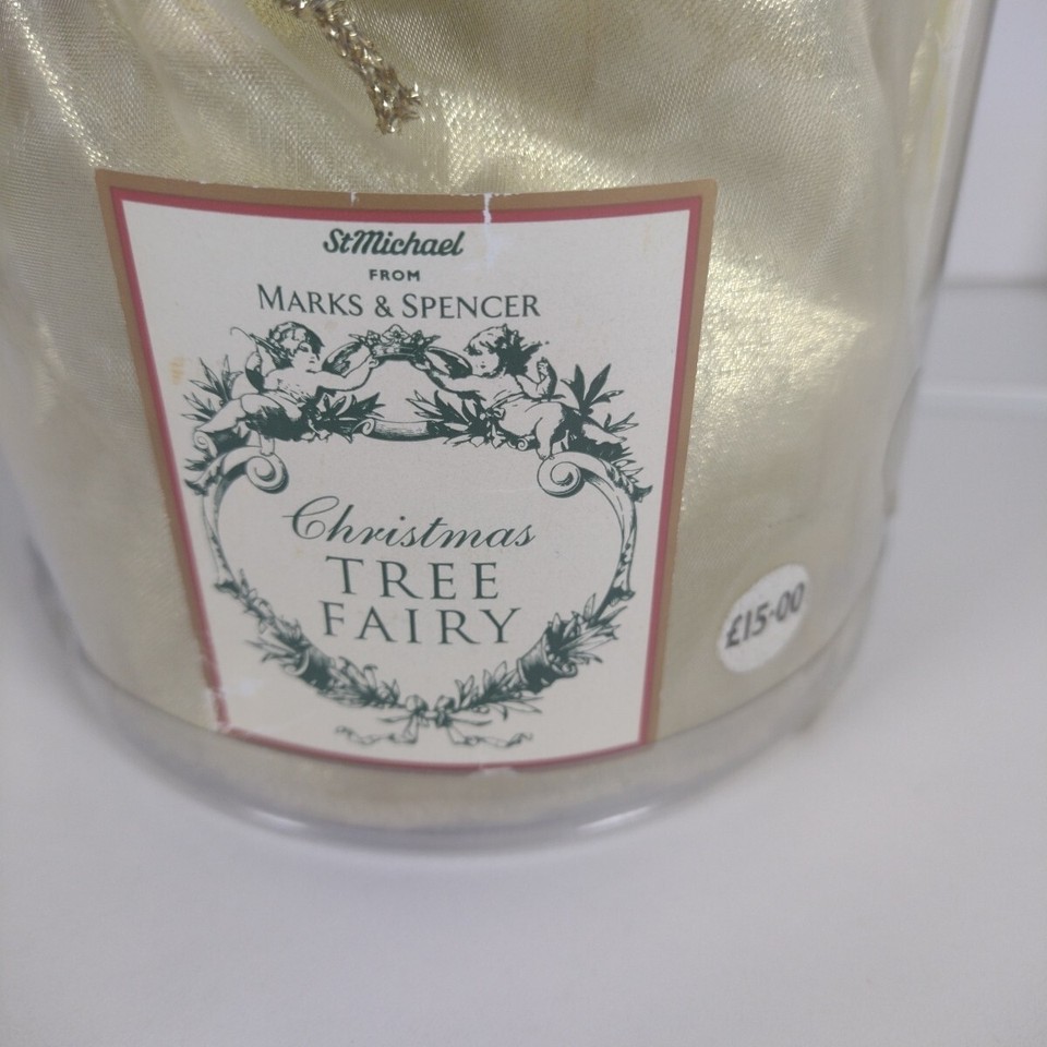 Vintage 90's St Michael M&S Gold Christmas Tree Fairy Angel Decoration ...