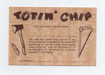 Vintage Totin' Chip Certificate Card (Issued 1983), Tan Card Stock ...