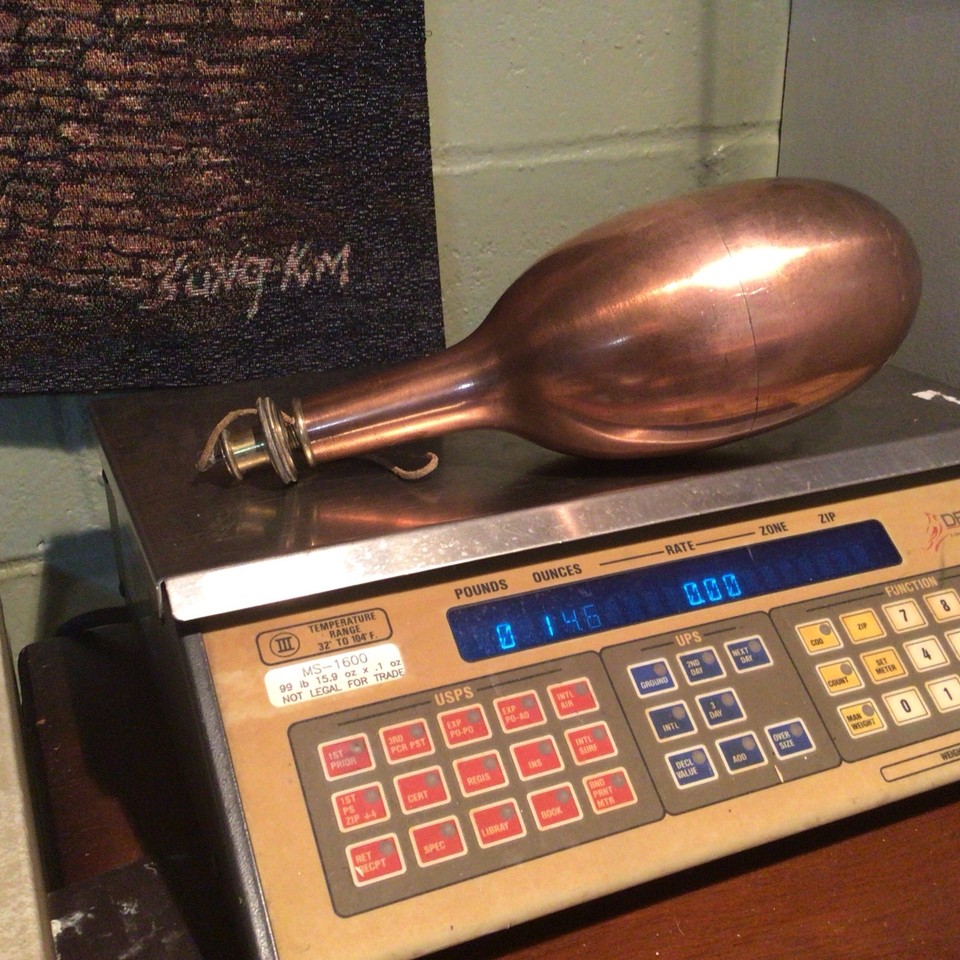 VTG Large Gun Size,Copper Bodied,Powder Flask,W/ Brass Fitted Nozzle ...