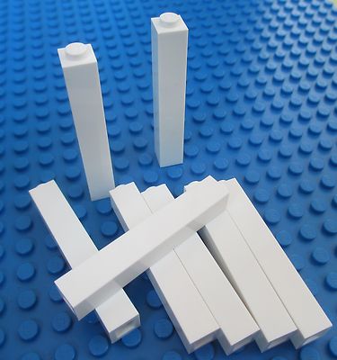 Lego City QTYx8 THIN WHITE COLUMNS 1x1x5 Town Police Creator Pillars ...