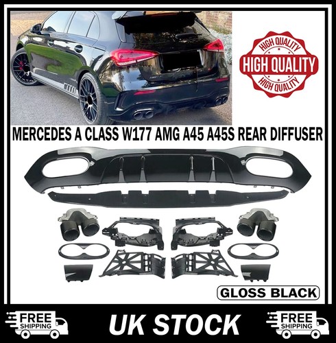 FOR MERCEDES A CLASS W177 AMG A45 A45S LOOK REAR DIFFUSER TAIL PIPE ...