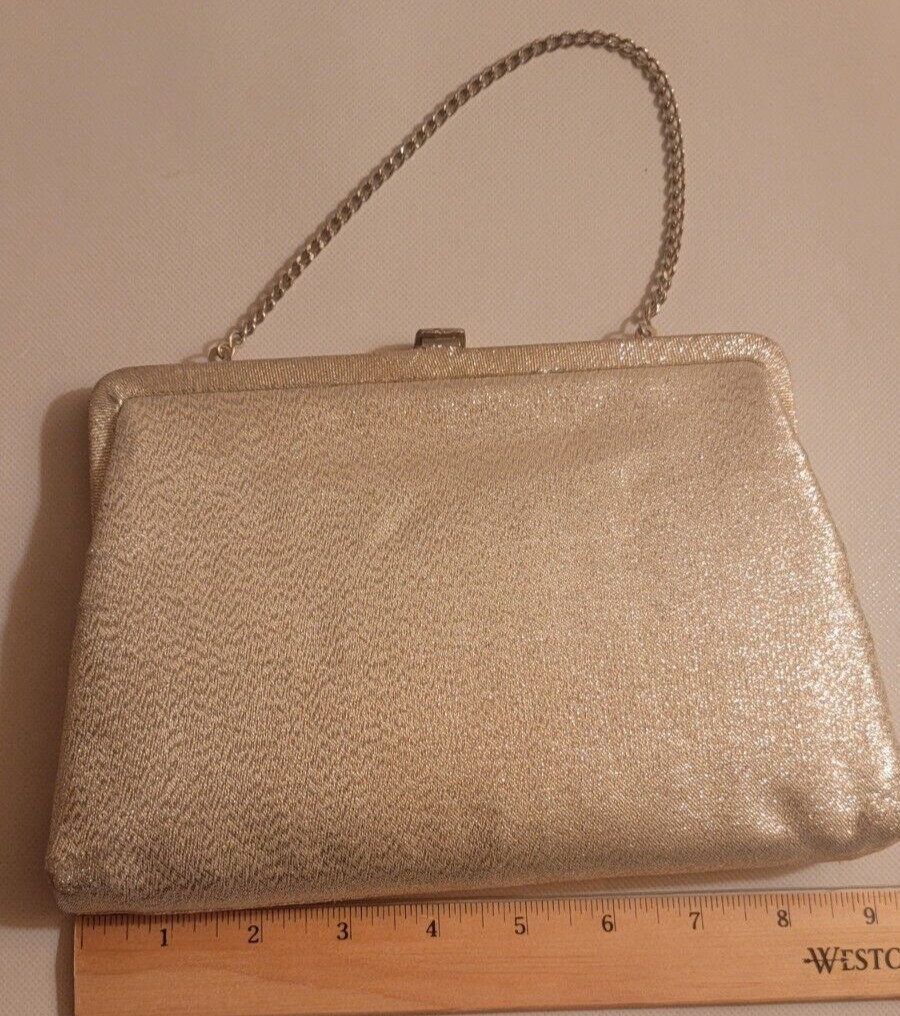 Vintage After Five Gold Shimmer Clutch Purse with coi… - Gem