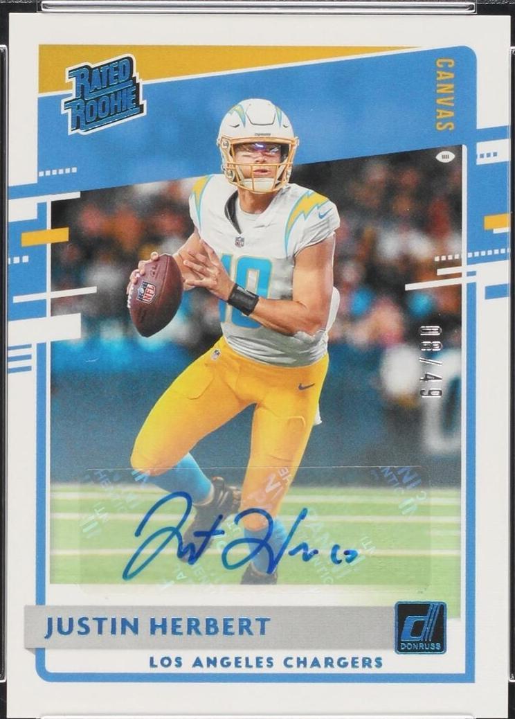 2020 Panini Donruss - Rated Rookie Justin Herbert #303 Canvas ...