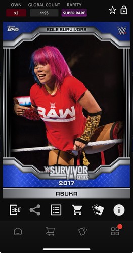 DIGITAL TOPPS WWE SLAM Asuka 2017 SURVIVOR SERIES SR BLUE SOLE ...