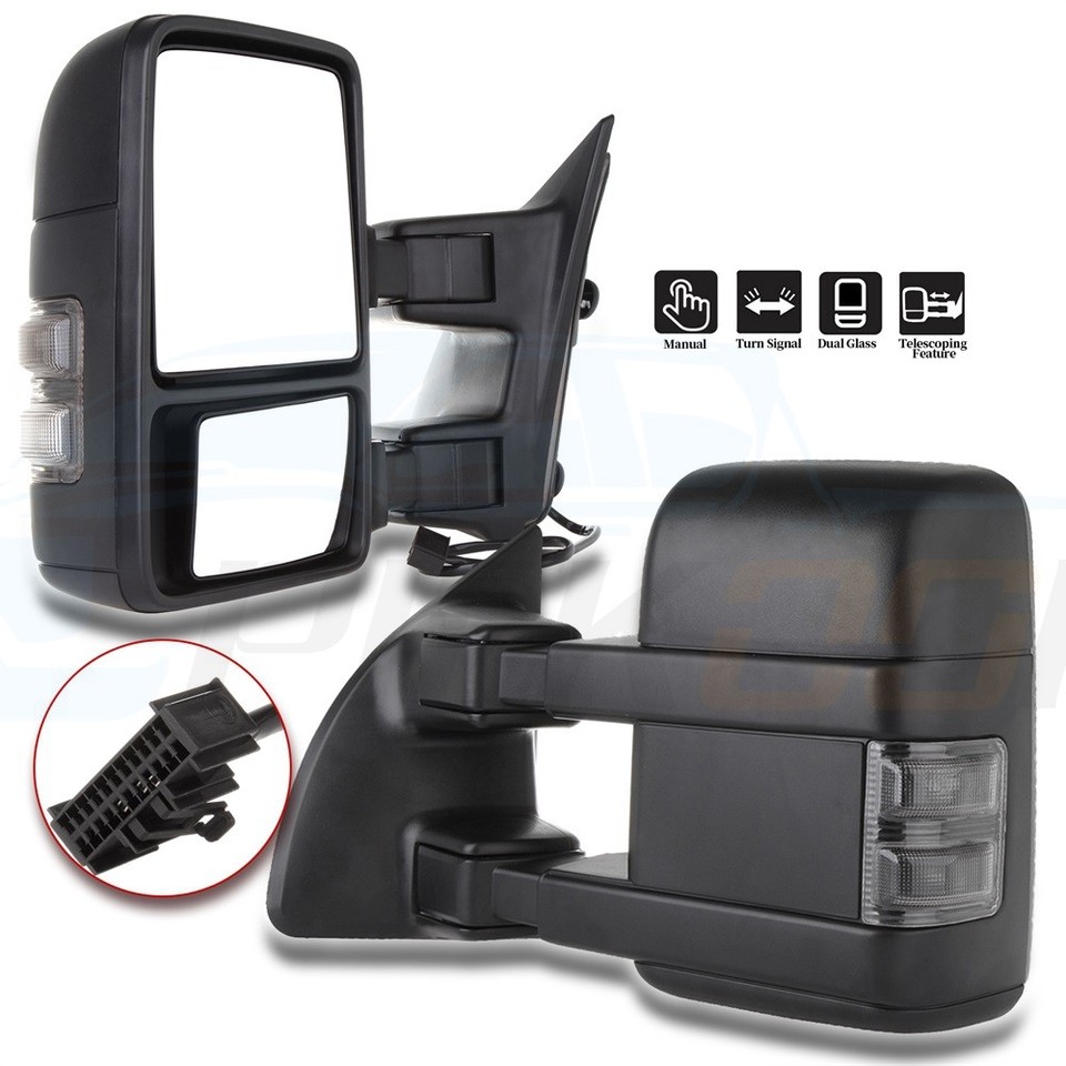 For 1999-2016 Ford F250 Super Duty Side Tow Mirrors Manual Fold Smoke ...