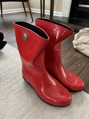 UGG Sienna Red Rubber Rain Waterproof Mid Calf Boots Size 8 | eBay