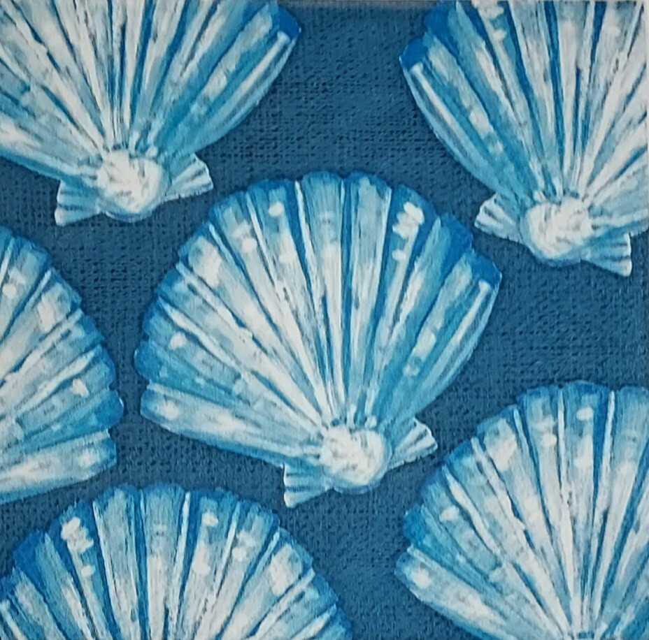 2 Individual Paper Decoupage Beverage Napkins -B14 Blue Seashells ...