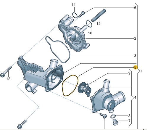 NEW AUDI A5 F53 THERMOSTAT GASKET 079121119C ORIGINAL | eBay