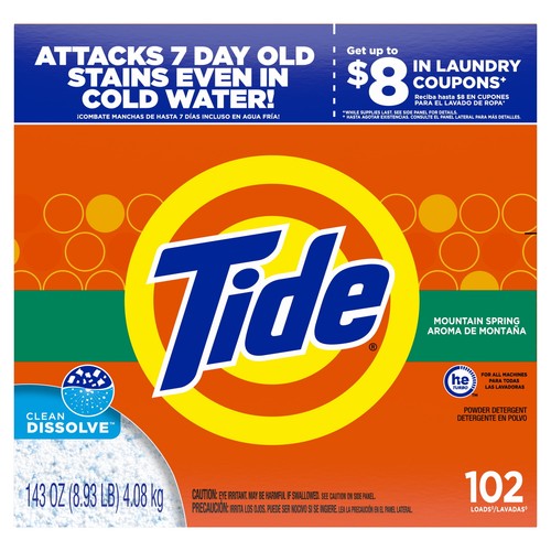 Tide Mountain Spring Powder Laundry Detergent, 143 oz, 102 loads ...