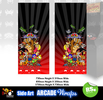Multigame Red Arcade Side Artwork Panel Stickers Graphics / Laminated ...