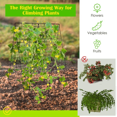 Topbuy 2-Piece Green Cucumber Garden Trellis Grow Support for Climbing ...