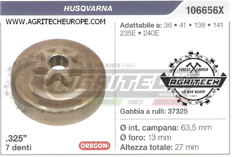 106656X OREGON Clutch Sprocket For HUSQVARNA Chainsaw 136 141 .325" 7 ...
