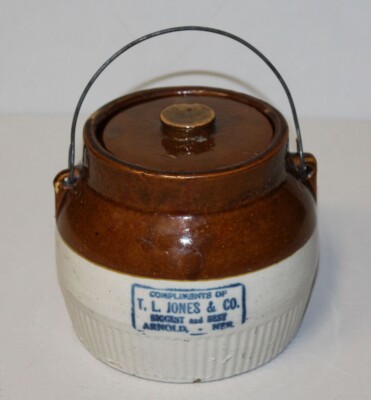 Antique Red Wing Crock Bean Pot – Brown and White Stoneware ...