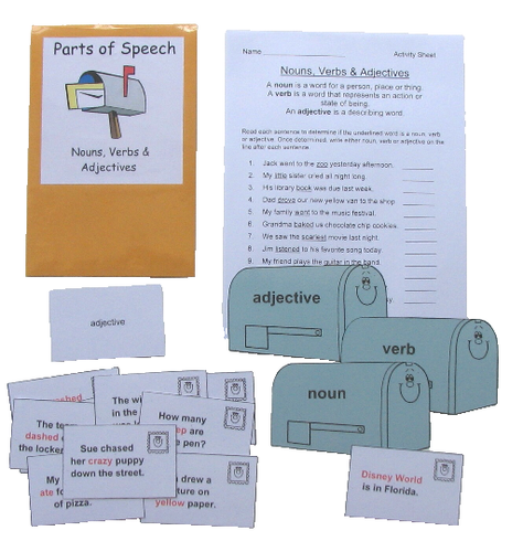 Teacher Made Literacy Center Resource Parts of Speech Nouns Verbs ...