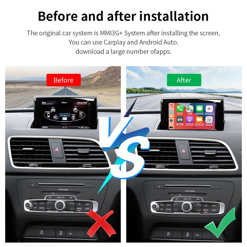 For AUDI Q3 MMI 3G Wireless Carplay Android Auto Retrofit Mirrorlink ...