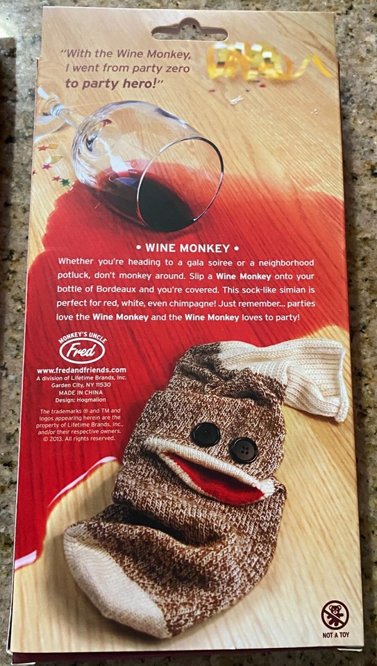 NWT Genuine Fred WINE MONKEY Sock Monkey Bottle Caddy (Wool, Boxed) | eBay