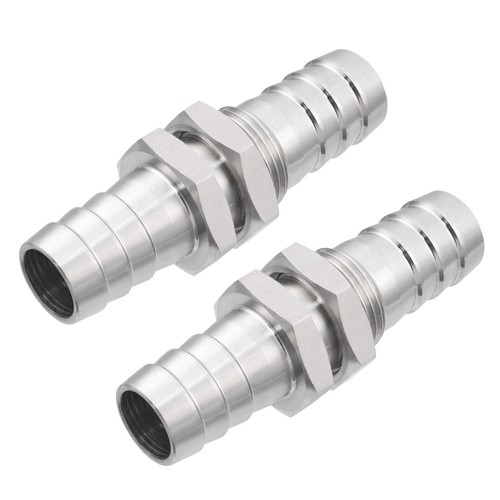 3/4" Hose Barb Thru-Bulk Bulkhead Straight Hex Union Stainless Steel ...