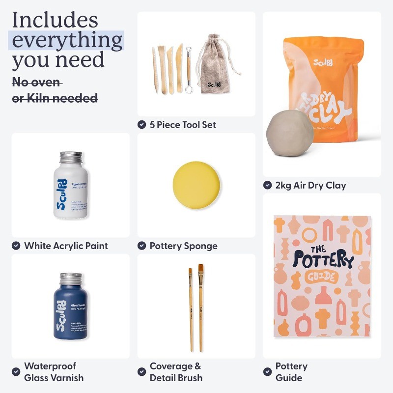 Original Pottery Kit -Complete Air Dry Clay Kit Adults Includes ...