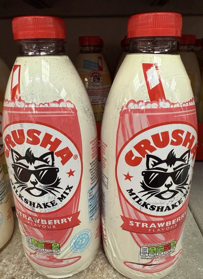 2 X Crusha Milkshake Mix Strawberry Flavour 1 Litre Cafe Takeaway ...