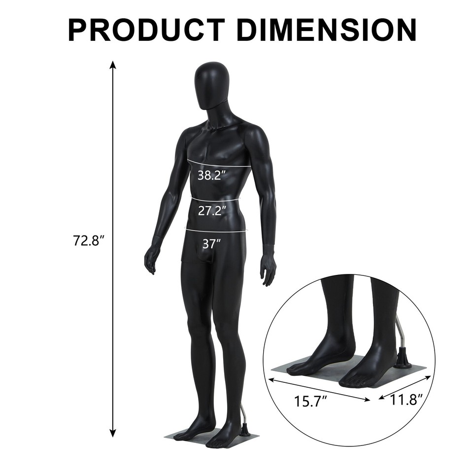 Male Mannequin Full Body Torso Manikin Dress Form Head Turns Detachable ...