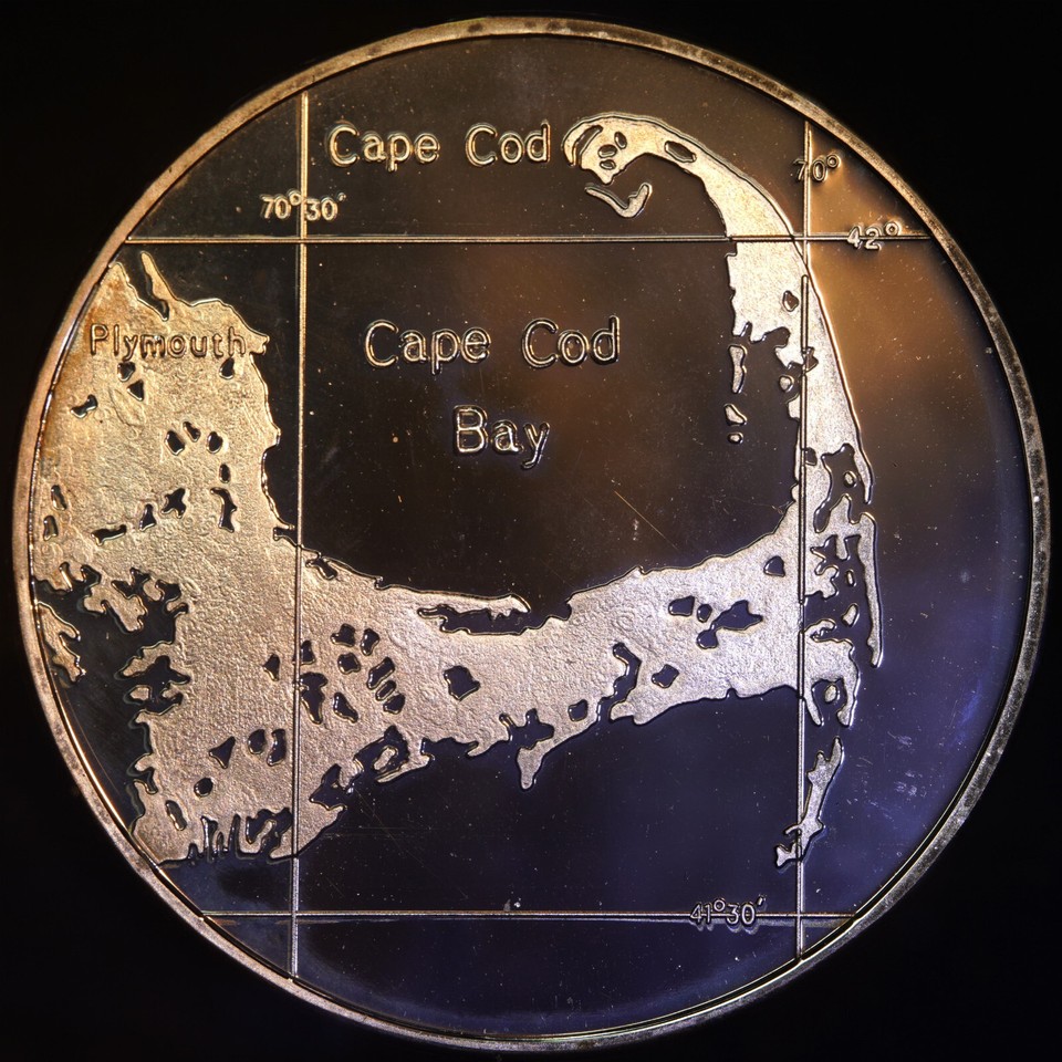 1620 1970 Mayflower Cape Cod Bay LARGE 925 Sterling PROOF Silver round ...