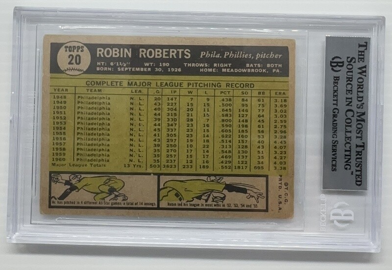 1961 Topps Robin Roberts Autograph Auto #20 Beckett Authentic | eBay