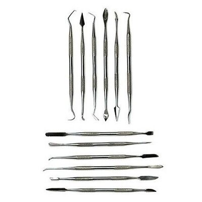 Dual Sided 12pc Wax Clay Carving Pick Spatula Tool Set with Case Arts ...