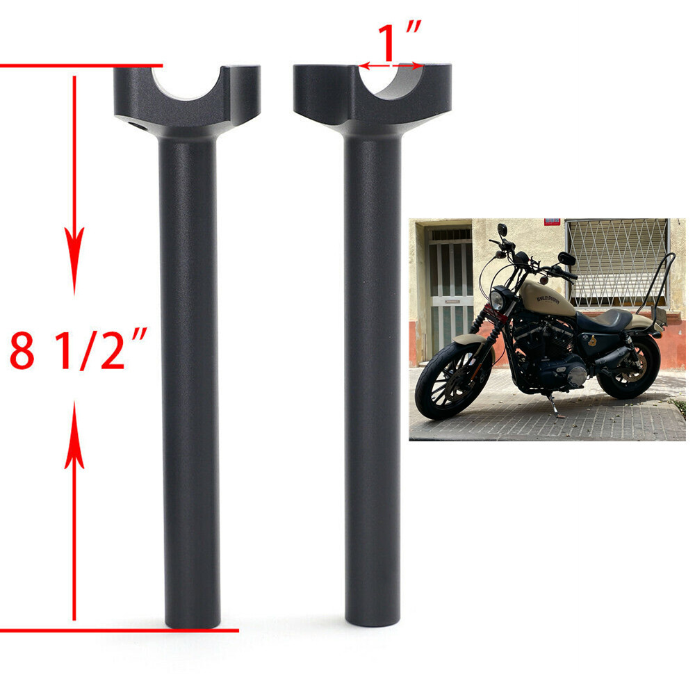 Billet Pair 8 1/2" Straight Handlebar Risers for Harley 1" Bar ...