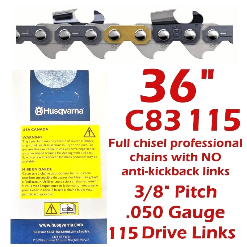 HUSQVARNA 3-Pack 36" X-CUT PRO Chains C83-115 - 3/8 - .050 - 115DL ...