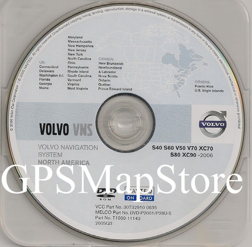 2002 to 2007 2008 2009 Volvo S60 Navigation DVD Coverage Eastern ...
