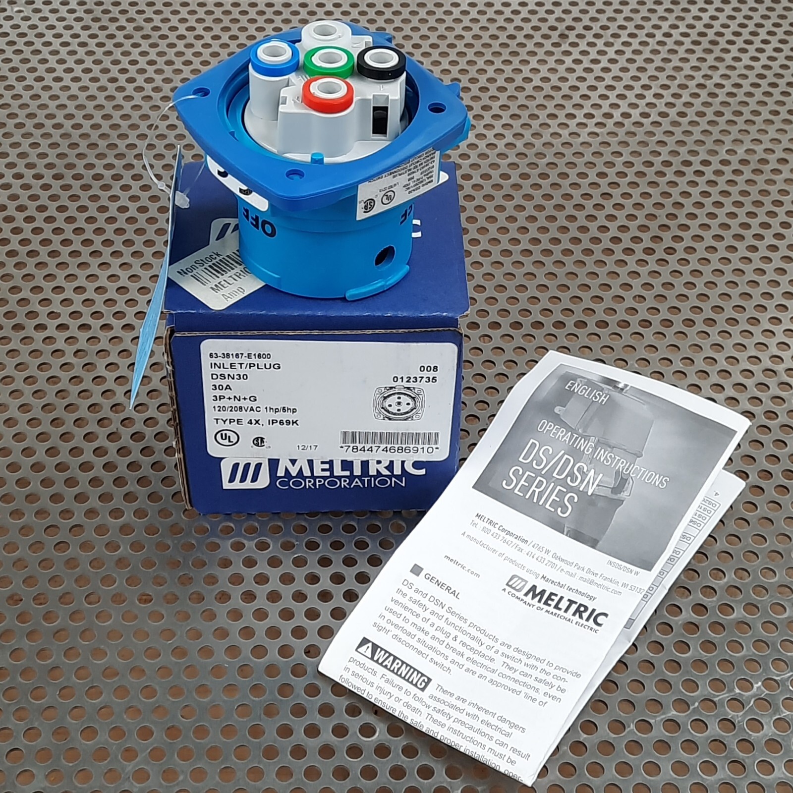 Meltric 63-38167 DSN30 Inlet/Plug 30AMP 3P+N+G 120/208VAC, 1hp/5hp | eBay