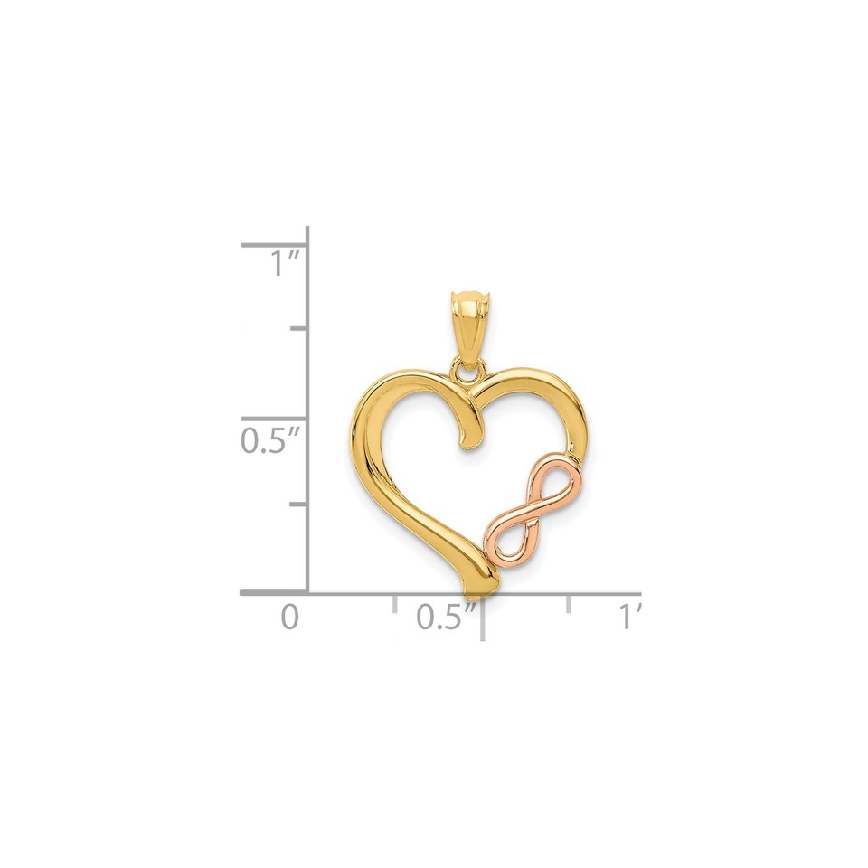 14k Two-Tone Gold Heart Infinity Pendant Yellow Rose Symbol Eternal ...