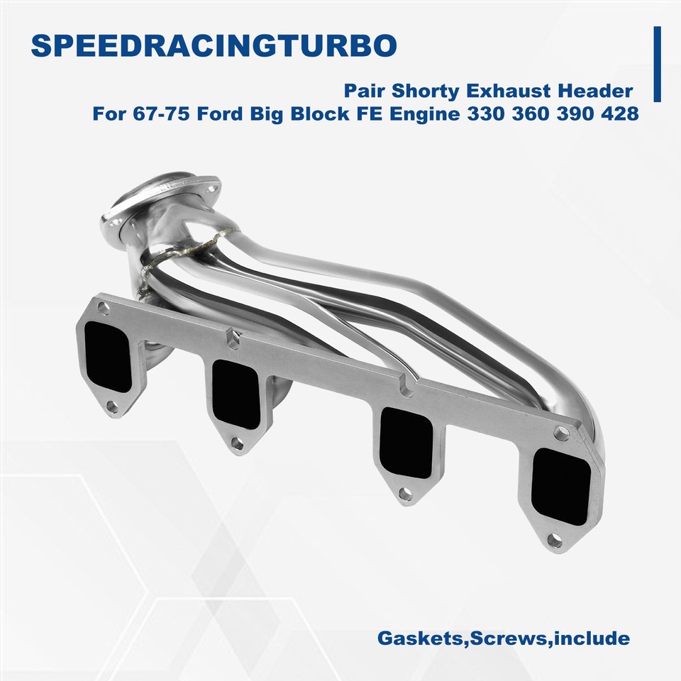 Shorty Exhaust Header For 67-75 Ford Big Block FE Engine 330 360 390 ...