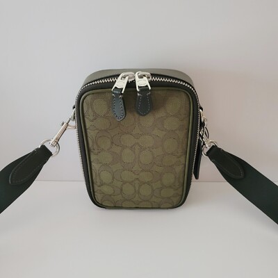 Coach CH097 Stanton Crossbody Signature Jacquard Small Phone Bag Olive ...