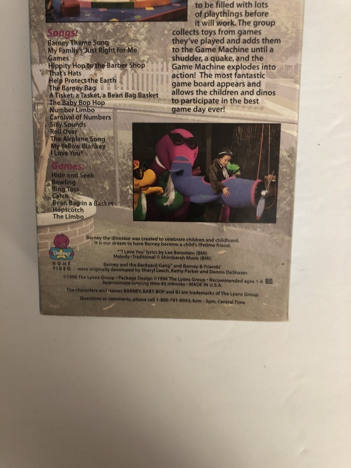 VHS Barney Barneys Fun and Games(VHS,1996) TESTED-RARE VINTAGE-SHIPS N ...
