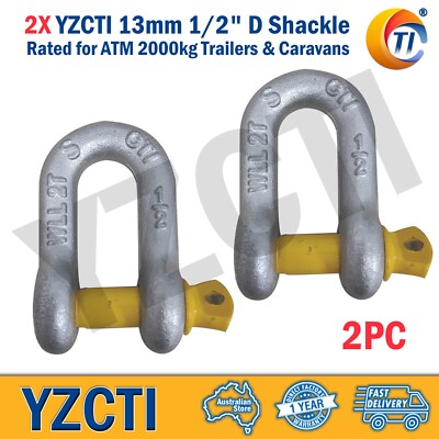 2X YZCTI 13mm 1/2" D Shackle for ATM 2000kg Trailers & Caravans | eBay ...