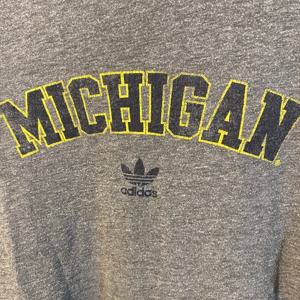 Adidas Michigan Wolverines Long Sleeve T Shirt Mens Large Raglan Retro ...