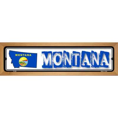 Montana State Outline Novelty Wood Mounted Metal Small Street Sign WB-K ...