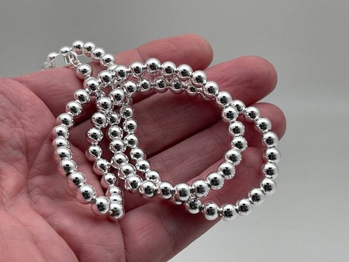 925 Sterling Silver Ball Bead Chain 5mm Necklace .925 Italy - All Sizes ...