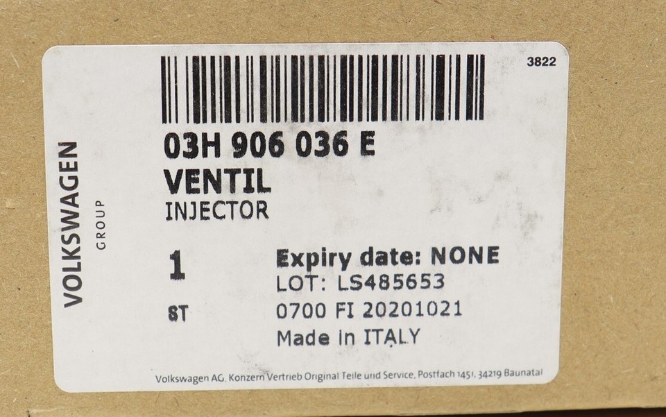 NEW OEM Volkswagen Fuel Injector Lower 03H906036E VW Audi Porsche 3.6L ...