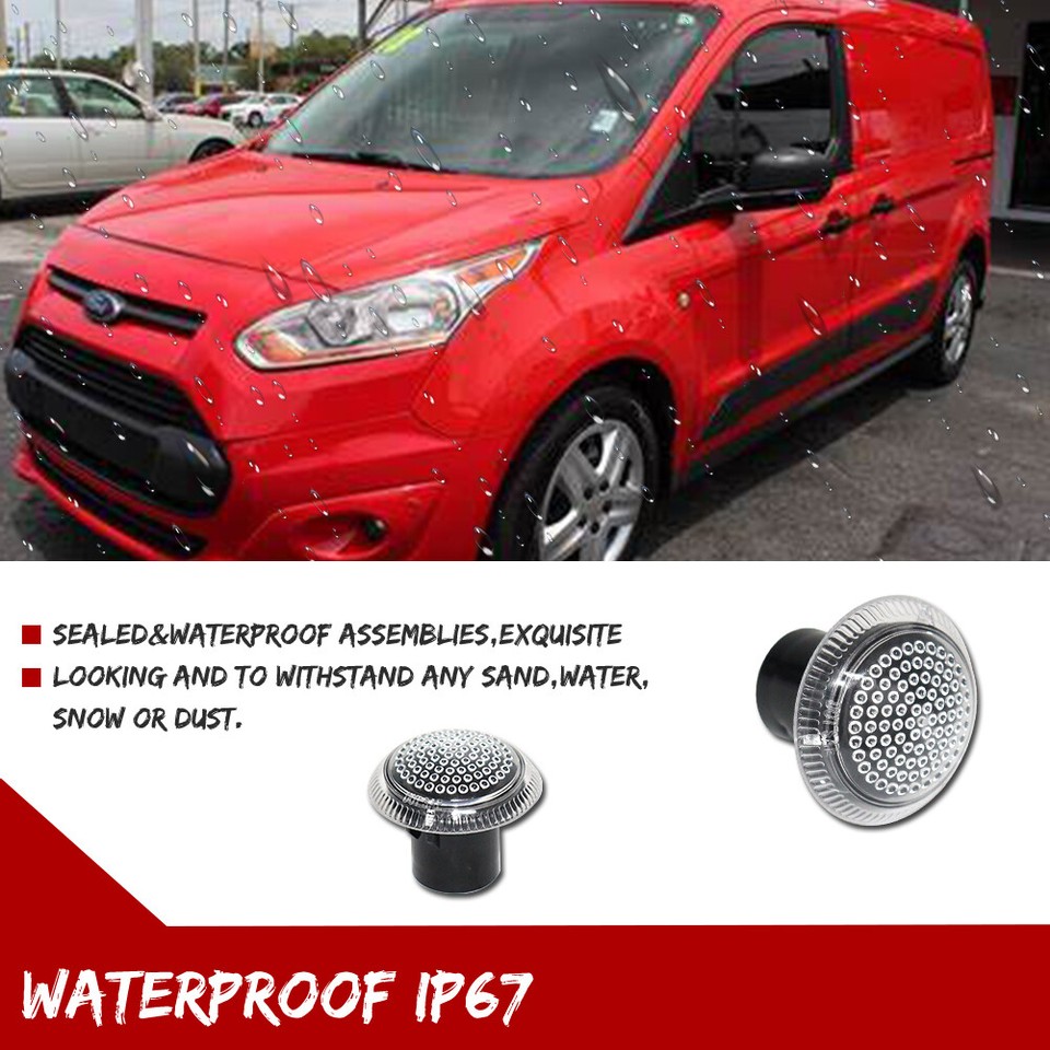 2PCS Clear Side Fender Marker Repeater Lights For 2010-2021 Ford ...