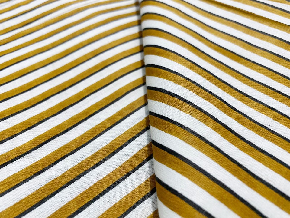 Striped Print Cotton Brown Handmade Fabric Indian Dress fabric 3 Yards ...