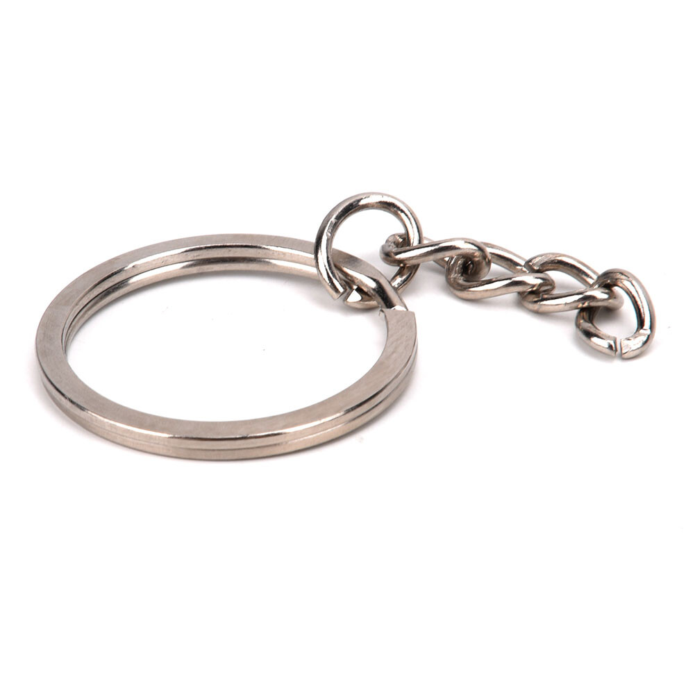 100pcs Silver Nickel Metal Round DIY Key Ring Keychain Jewelry Findings ...