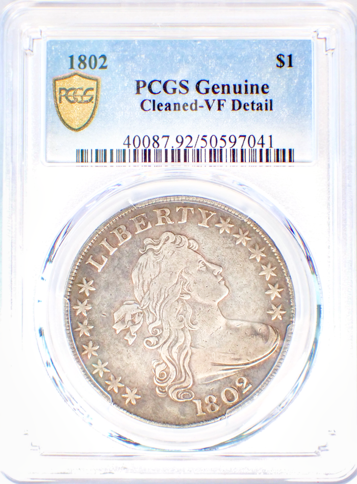 1802 Draped Bust Silver Dollar $1 Coin - Certified PCGS VF Details ...