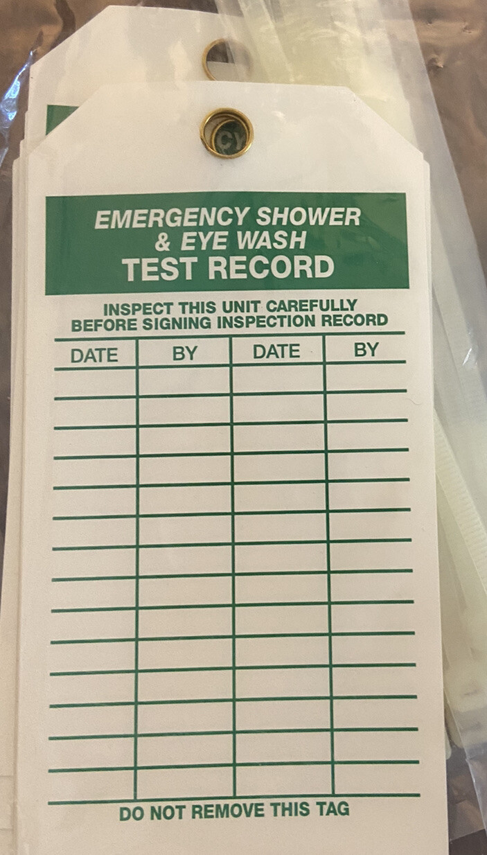 Emergency Shower/Eyewash Inspection Tags,Polyester, 10 Tags per Package ...