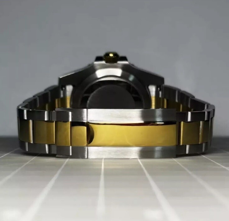 Custom 40mm “Bluesy” Style Mod Watch Sunburst Two Tone Gold Sub w/NH35 ...