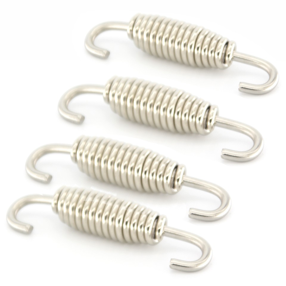 4PC UNIVERSAL STAINLESS STEEL MOTORCYCLE BIKE EXHAUST SPRINGS PIPE ...